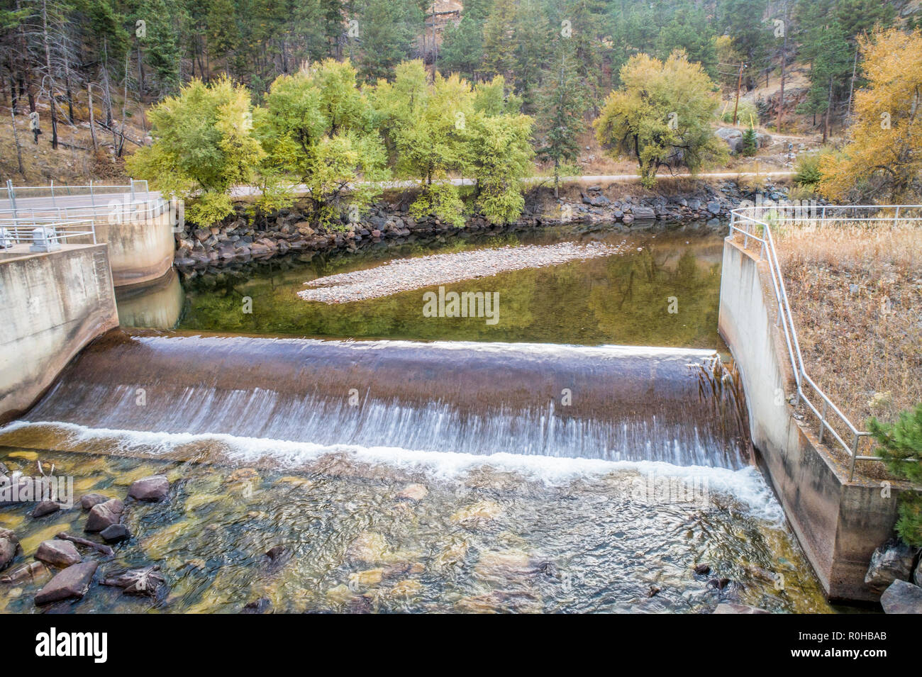 a diversion dam on the Cache la Poudre River at a canyon above Fort ...