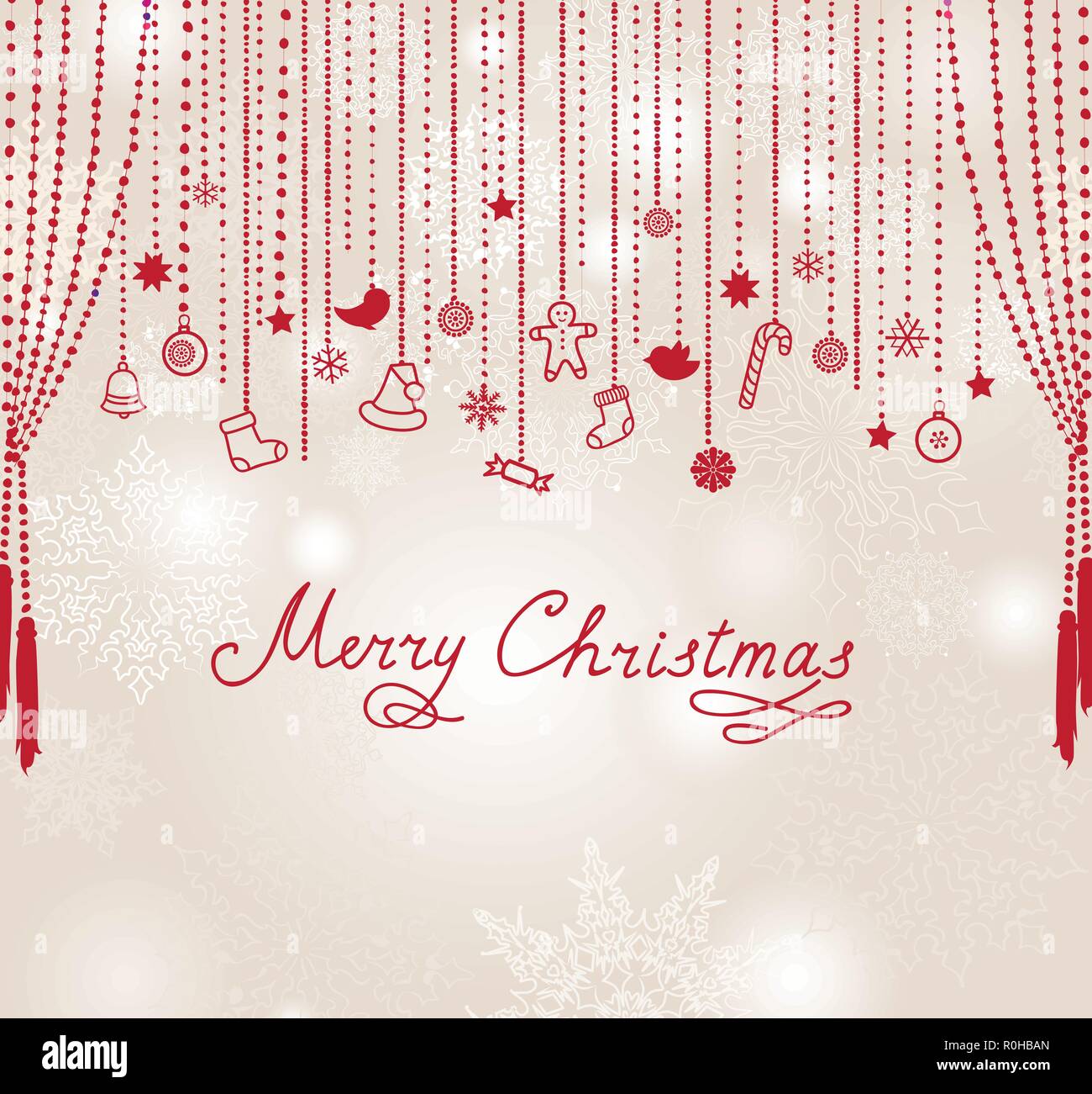 Christmas snowfall background with handwritten greeting lettering MERRY ...