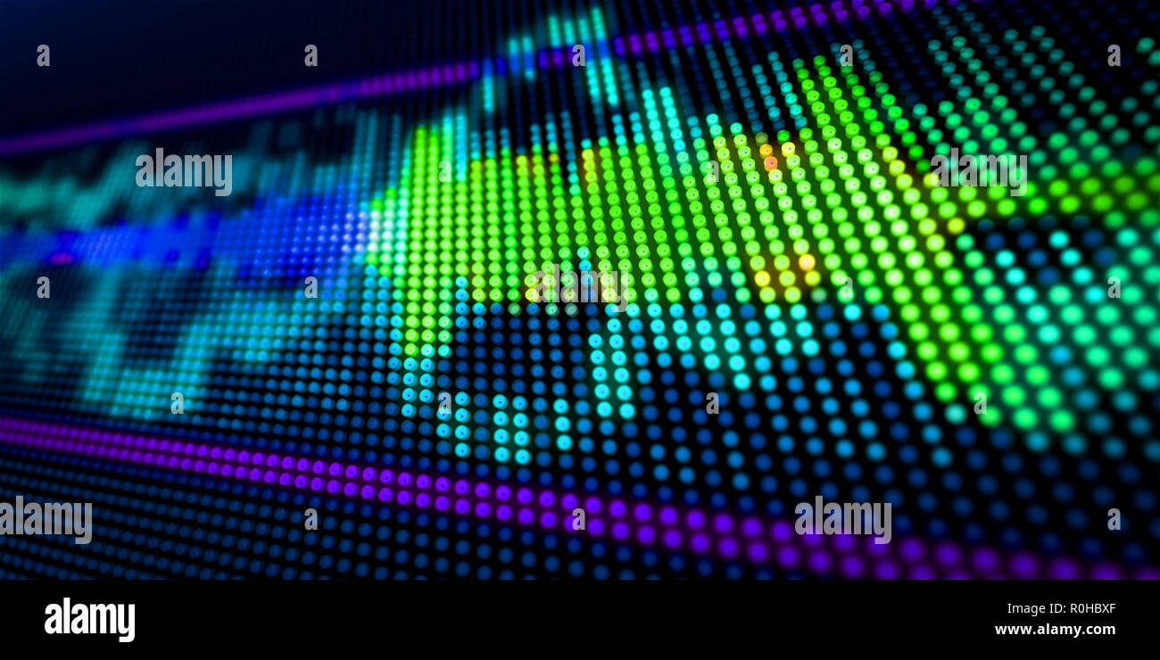 Audio spectrum lines on LED display 3D view abstract background Stock ...
