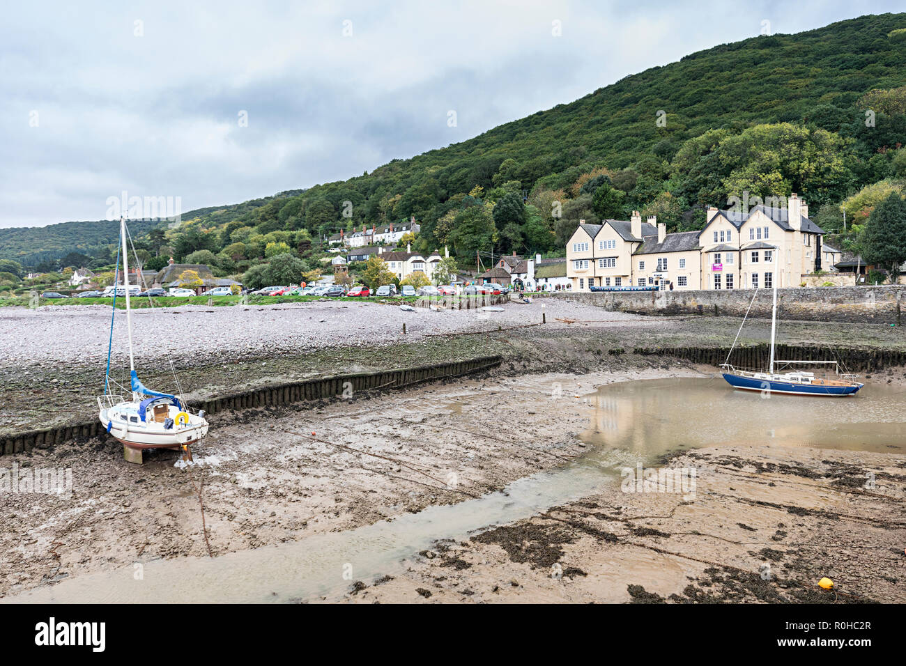 Harbour with moored boats, Porlock Weir, Devon, UK Stock Photo - Alamy