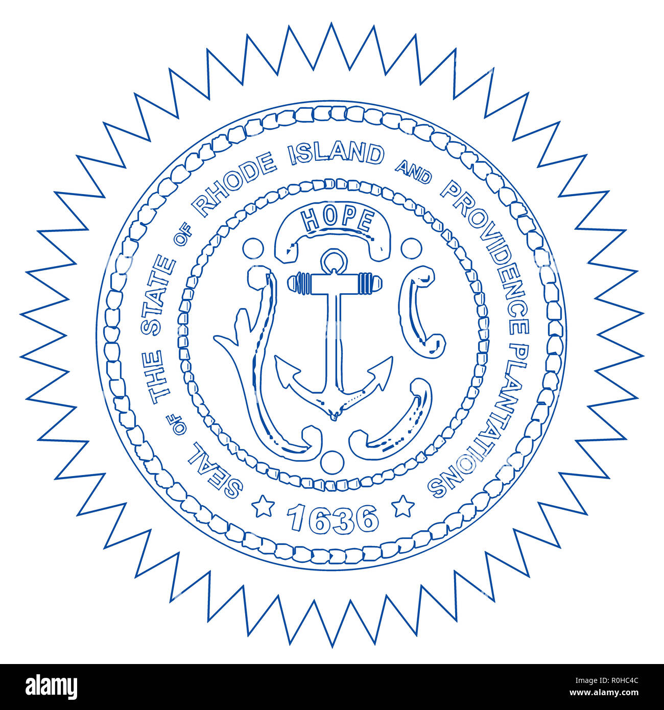 The grand seal of Rhode Island over a white background Stock Photo - Alamy