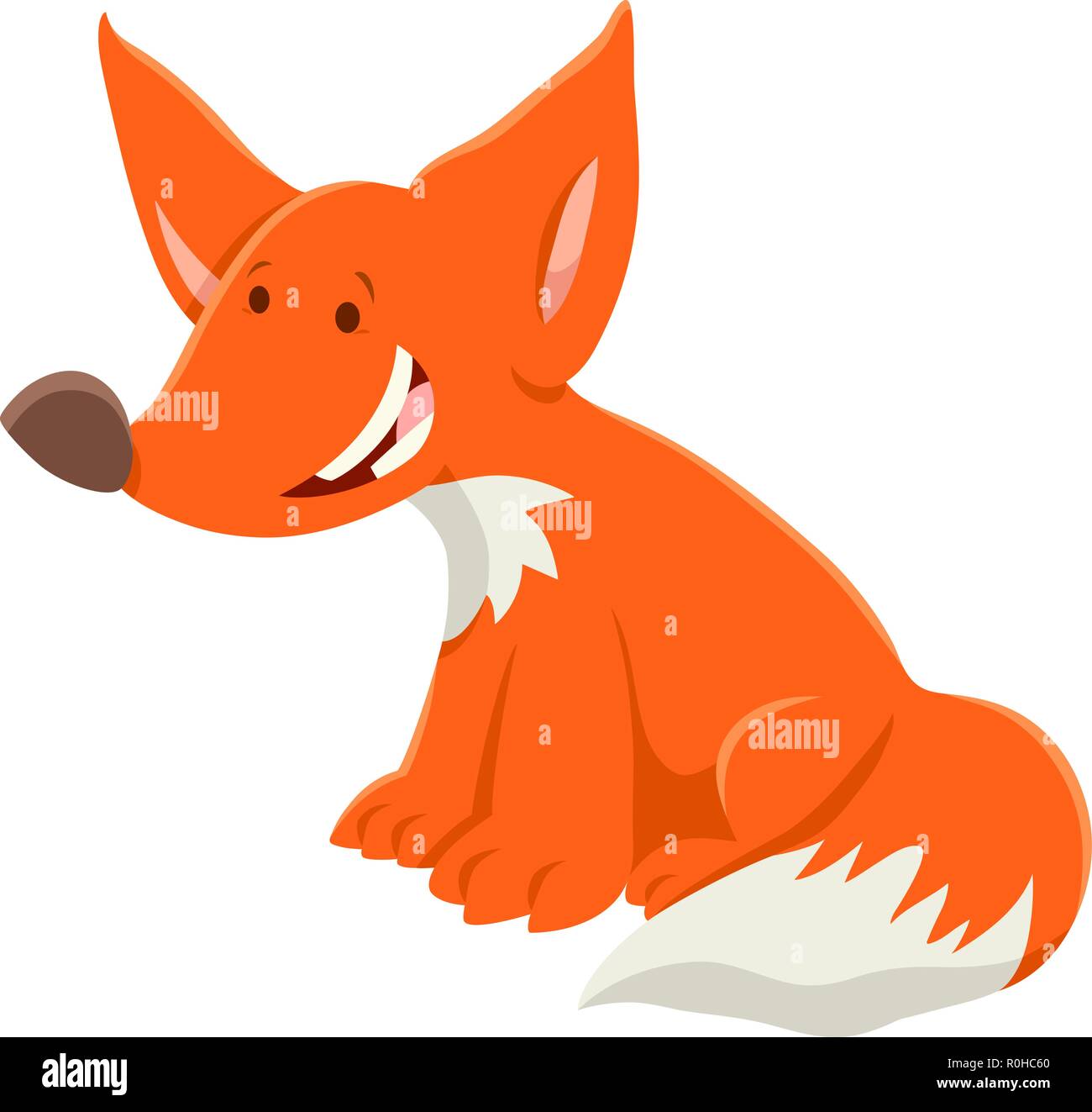 Cartoon Illustration of Red Fox Funny Animal Character Stock Vector ...