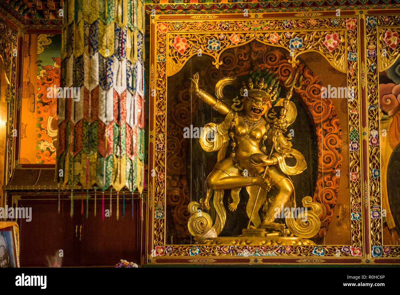 Inside buddhist temple near Boudhanath stupa,Kathmandu, Nepal Stock ...