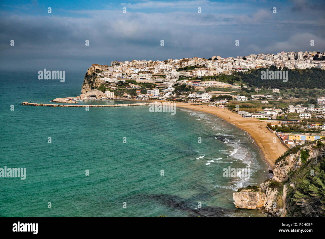 Town of Peschici at Gargano Promontory over Adriatic Sea, view from ...