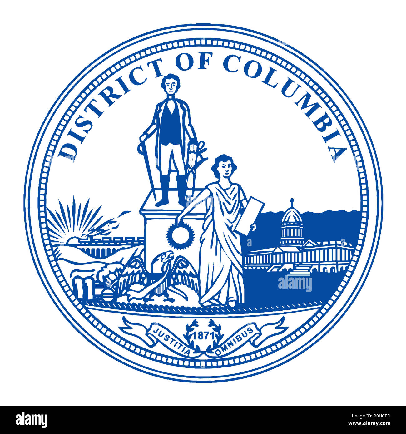The seal of the state of Washington DC over a white background Stock ...