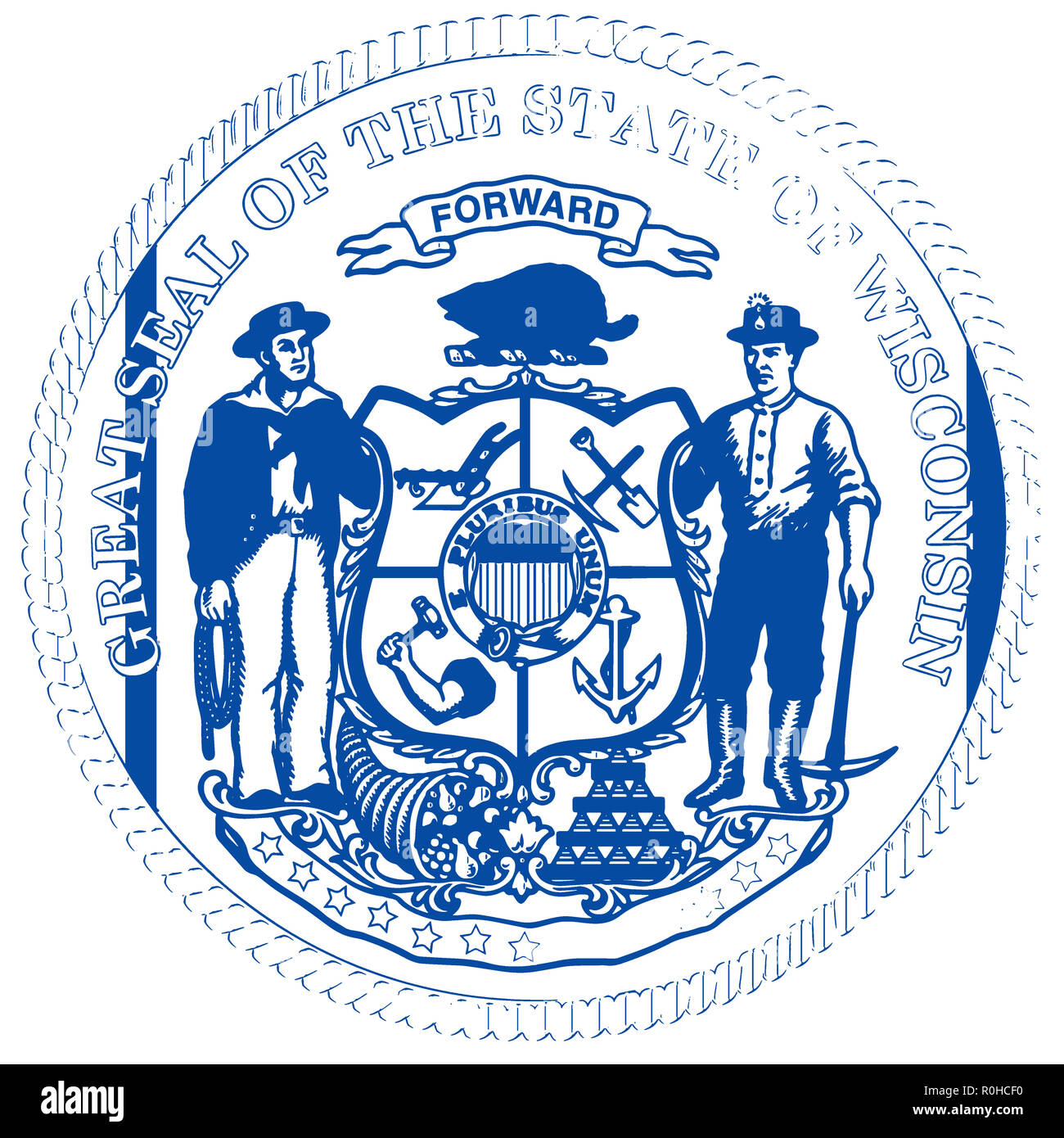 The seal of the state of Wisconsin over a white background Stock Photo ...