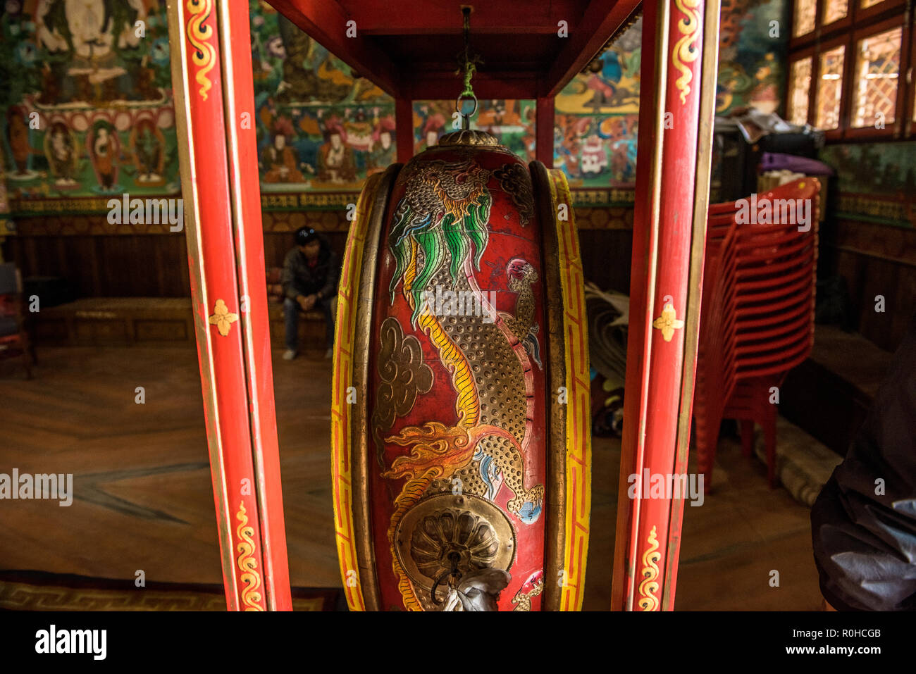 Inside buddhist temple near Boudhanath stupa,Kathmandu, Nepal Stock ...