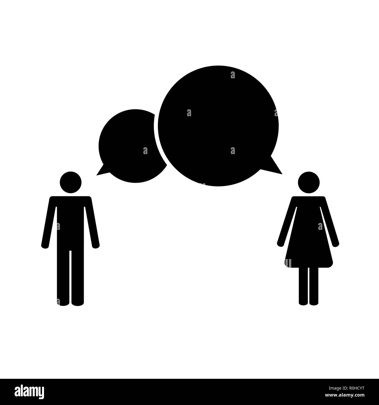 communication concept between man and woman pictogram vector ...