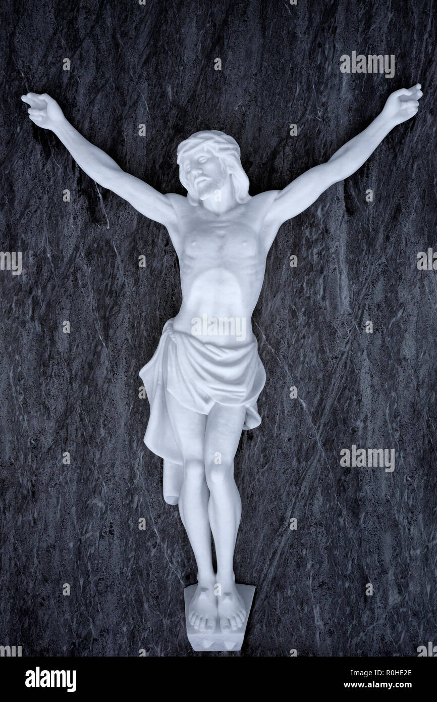 Black and white marble crucifix Stock Photo - Alamy