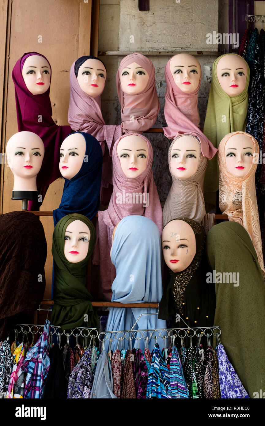 Palestine. Nablus. Female dummies modelling headscarves Stock Photo - Alamy