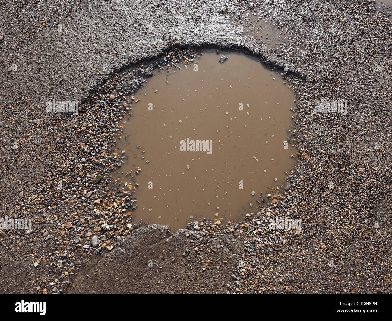 puddle of rainwater and mud on the ground Stock Photo - Alamy