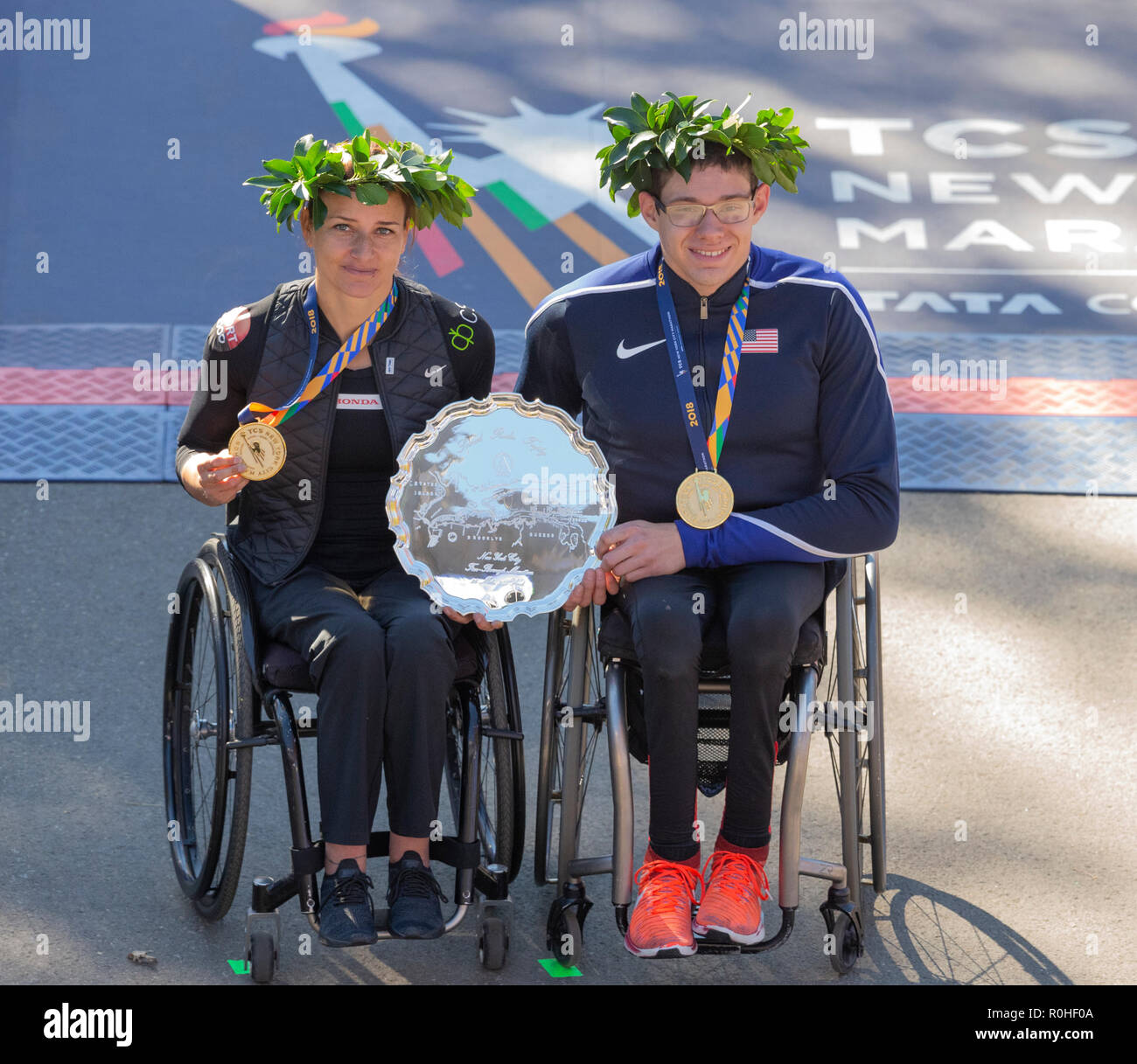 New York, NY - November 4, 2018: Winners in wheelchair Divisions ...