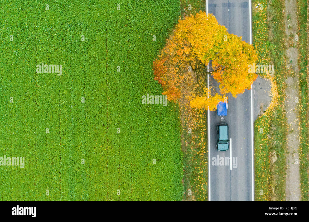 Sehnde, Germany. 05th Nov, 2018. A car with a trailer drives along a ...