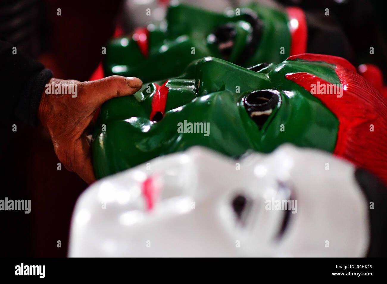 Shaowu. 4th Nov, 2018. Photo taken on Nov. 4, 2018 shows the masks for ...