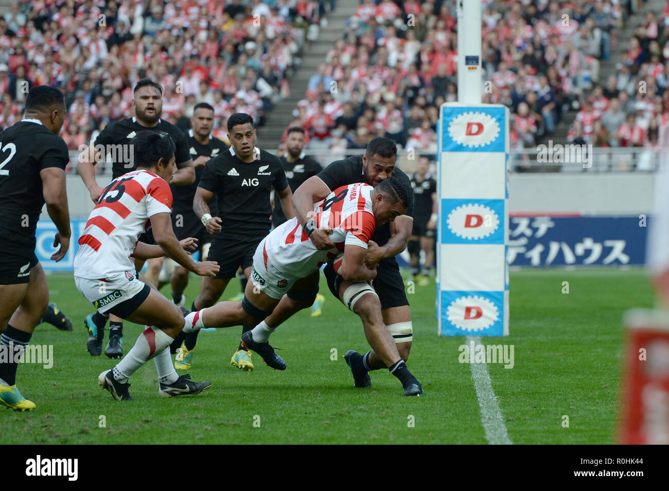 Hendrik Tui of Japan runs for scoring a try during the Rugby test match ...