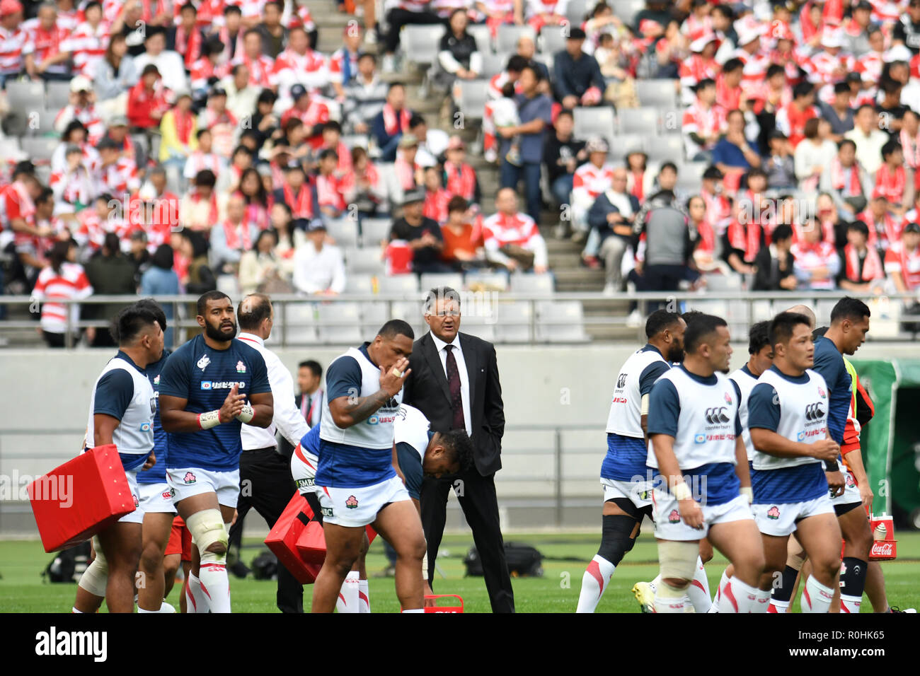 Japan's head coach Joseph Jamie during the Rugby test match between ...