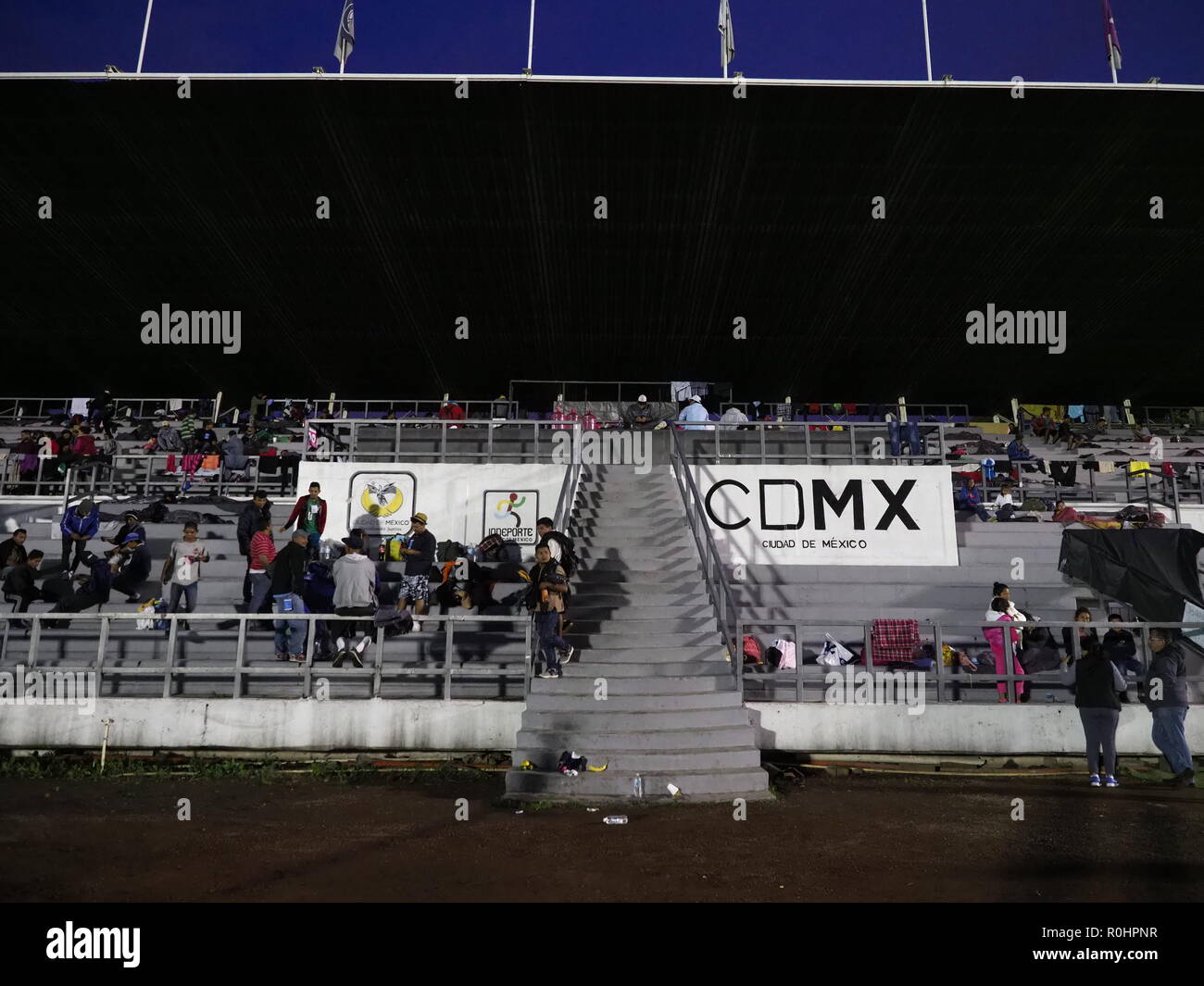 Mexico City, Mexico. 4th Nov 2018. Migrants resting in a temporary ...