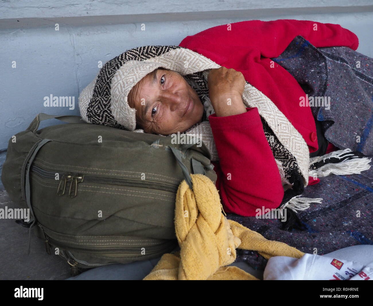 Mexico City, Mexico. 4th Nov 2018. Migrants resting in a temporary ...