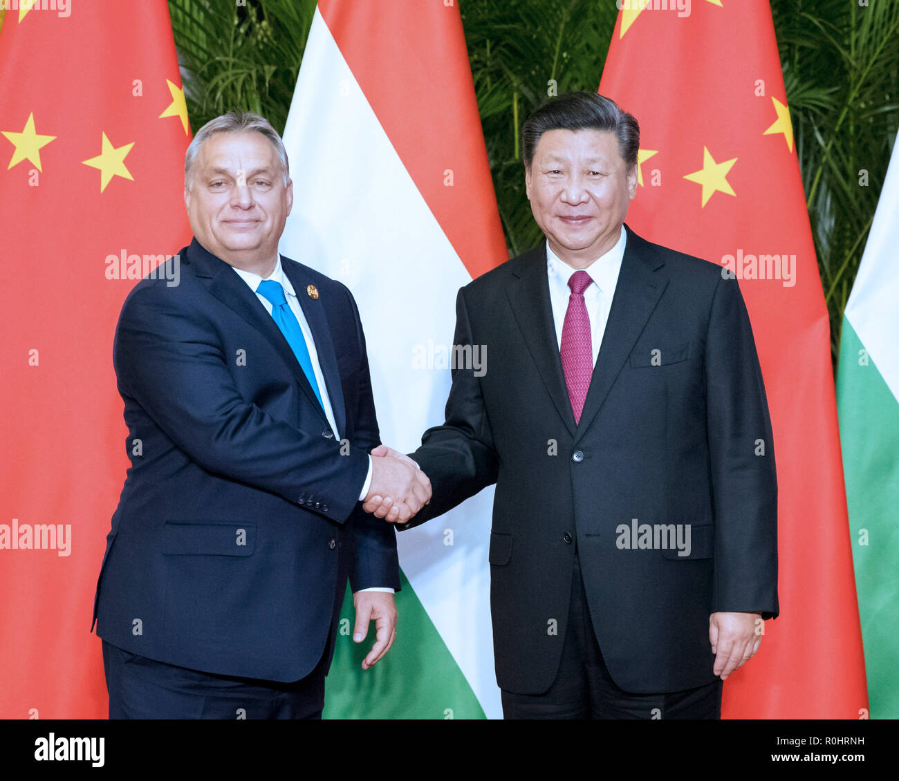 Shanghai, China. 5th Nov, 2018. Chinese President Xi Jinping (R) meets ...