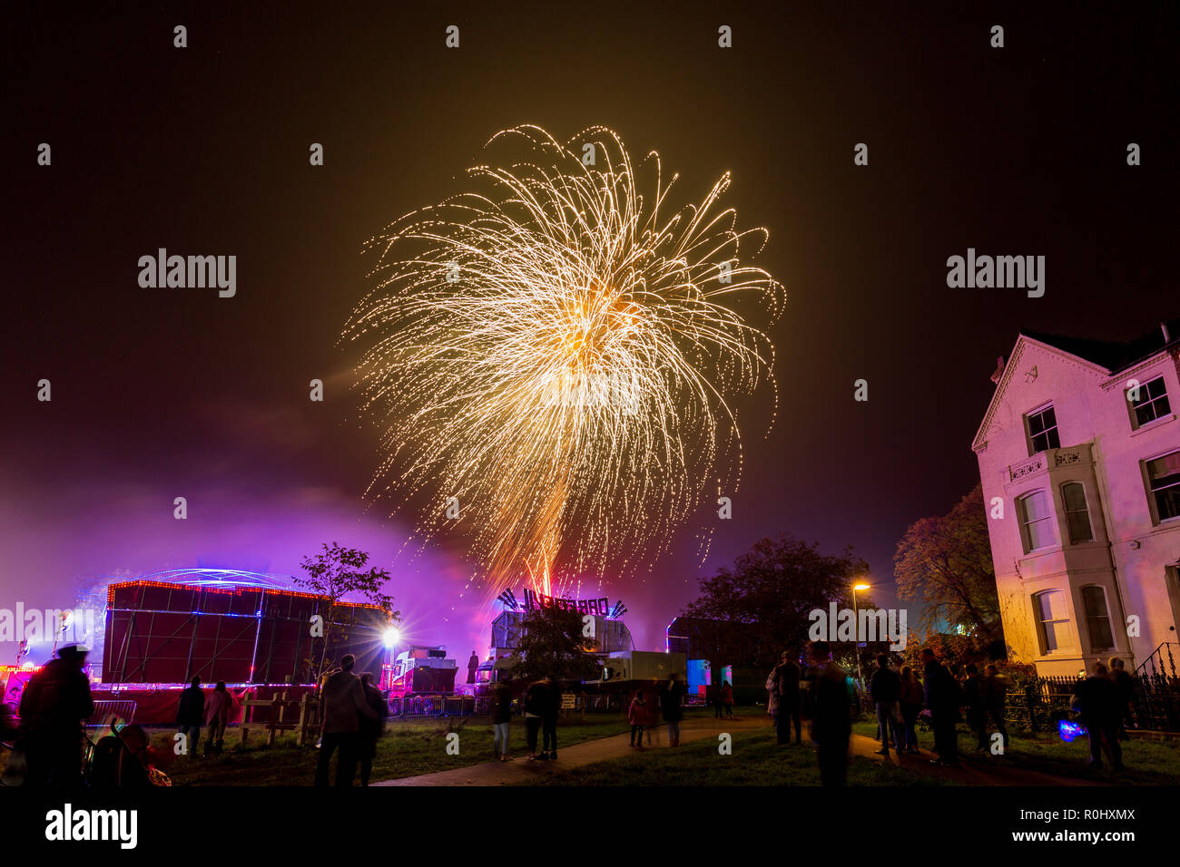 Fireworks above town hi-res stock photography and images - Alamy