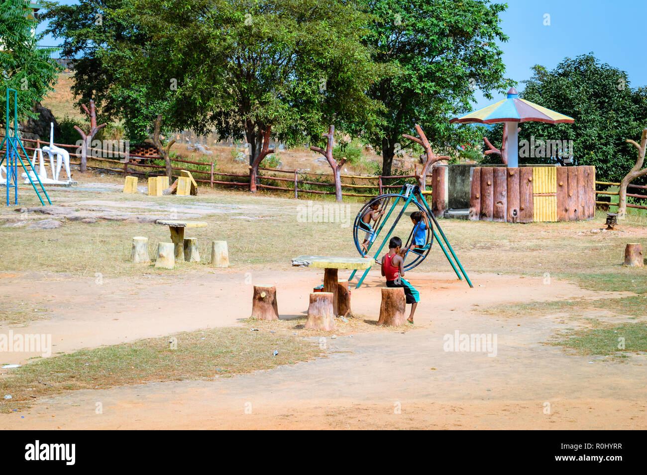 Interracial group kids playing park hi-res stock photography and images ...