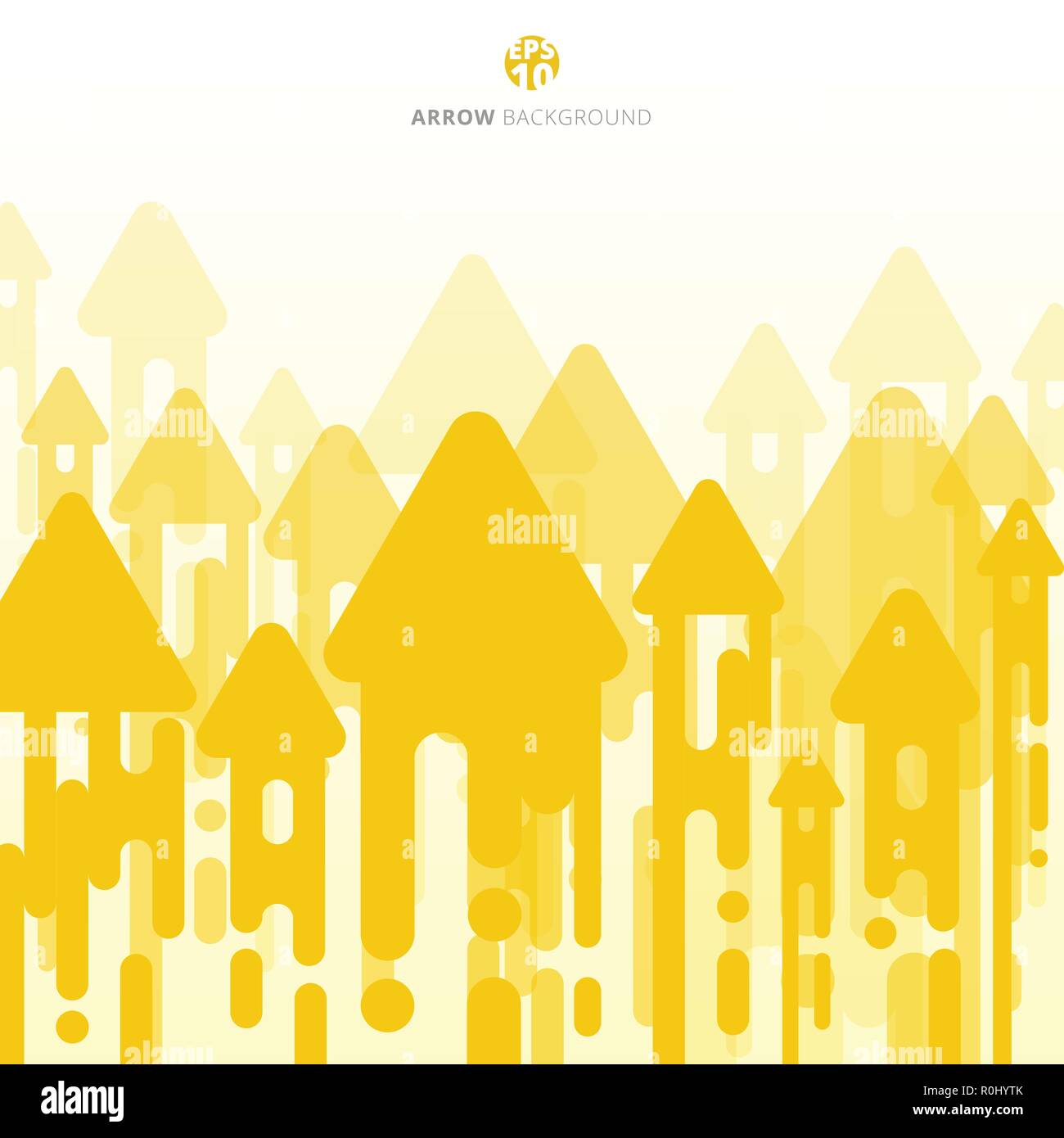 Abstract yellow mustard rounded lines halftone with arrow transition ...