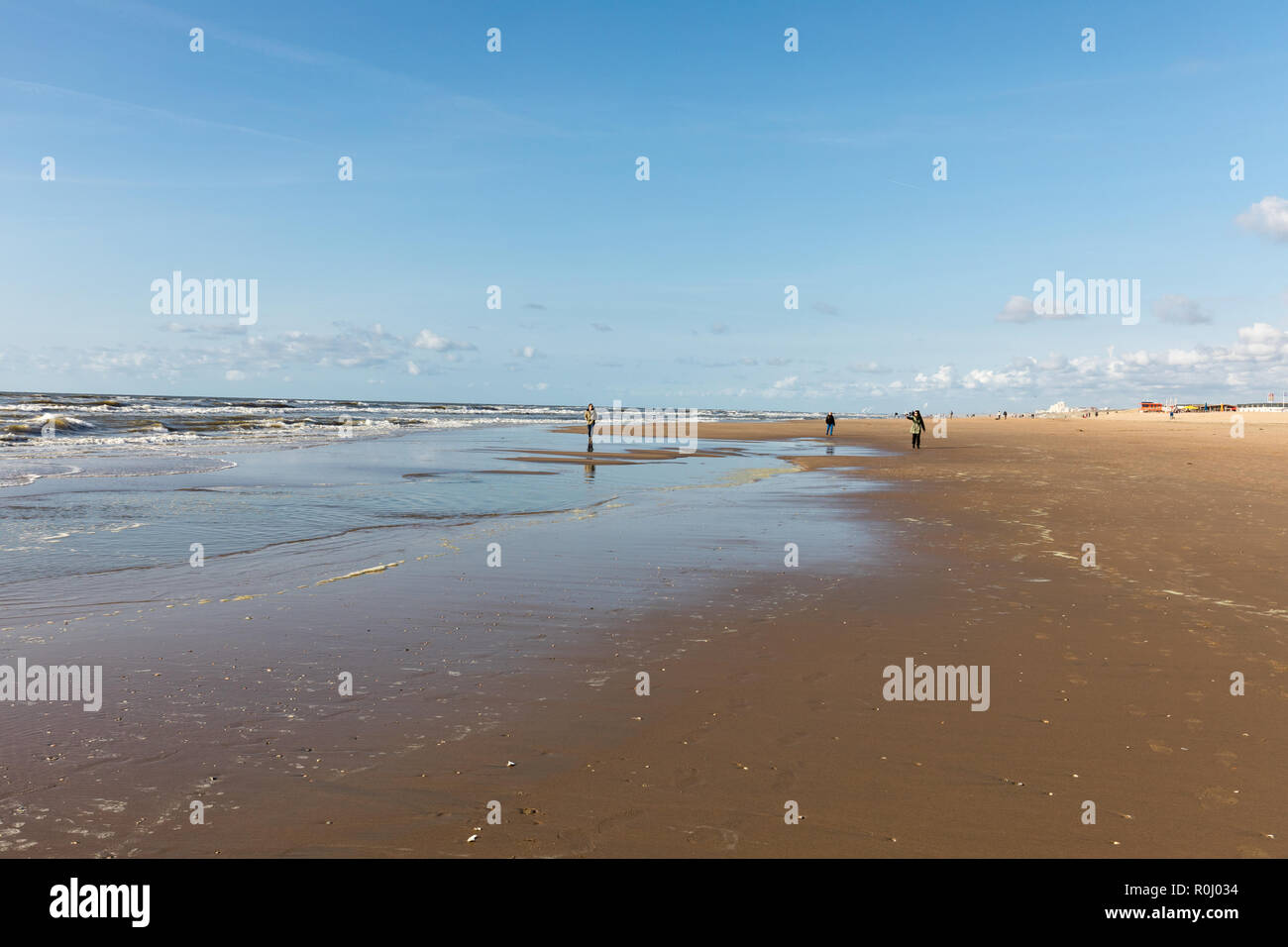 View on the beach and the North Sea at Katwijk aan Zee, South Holland ...