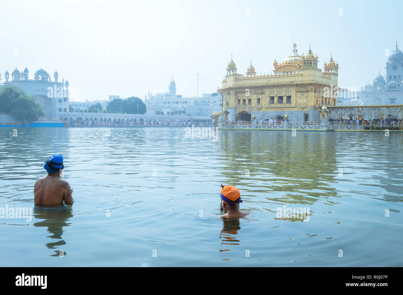 Unidentifiable Punjabi Sikh pilgrim devotee "Nihang Warrior" taking ...