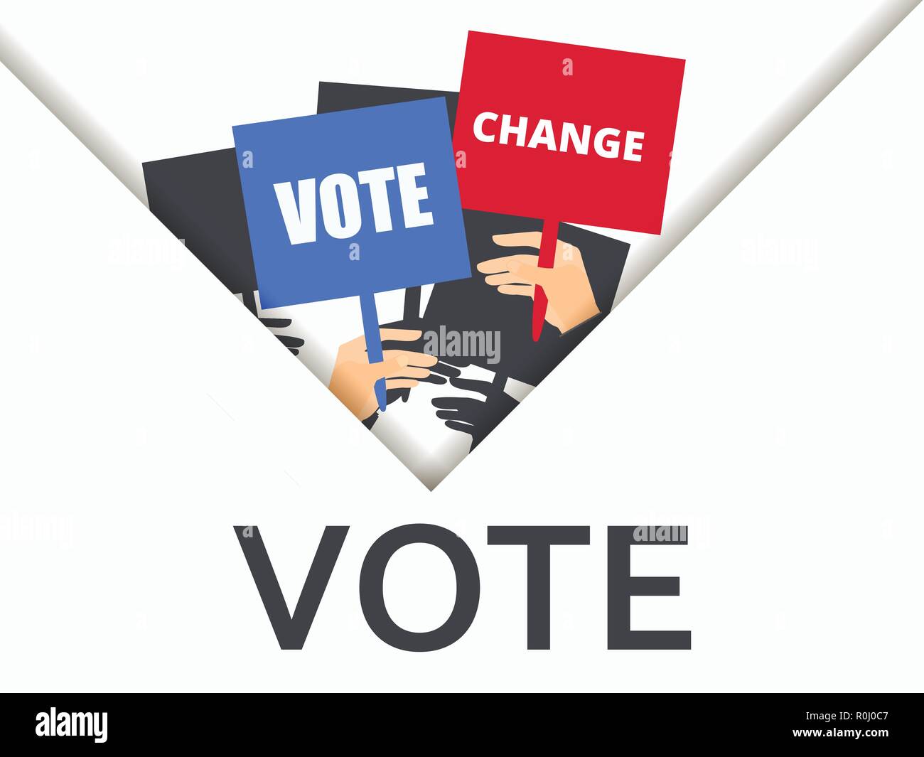 Voter support, people with posters. Check mark. Election campaign ...