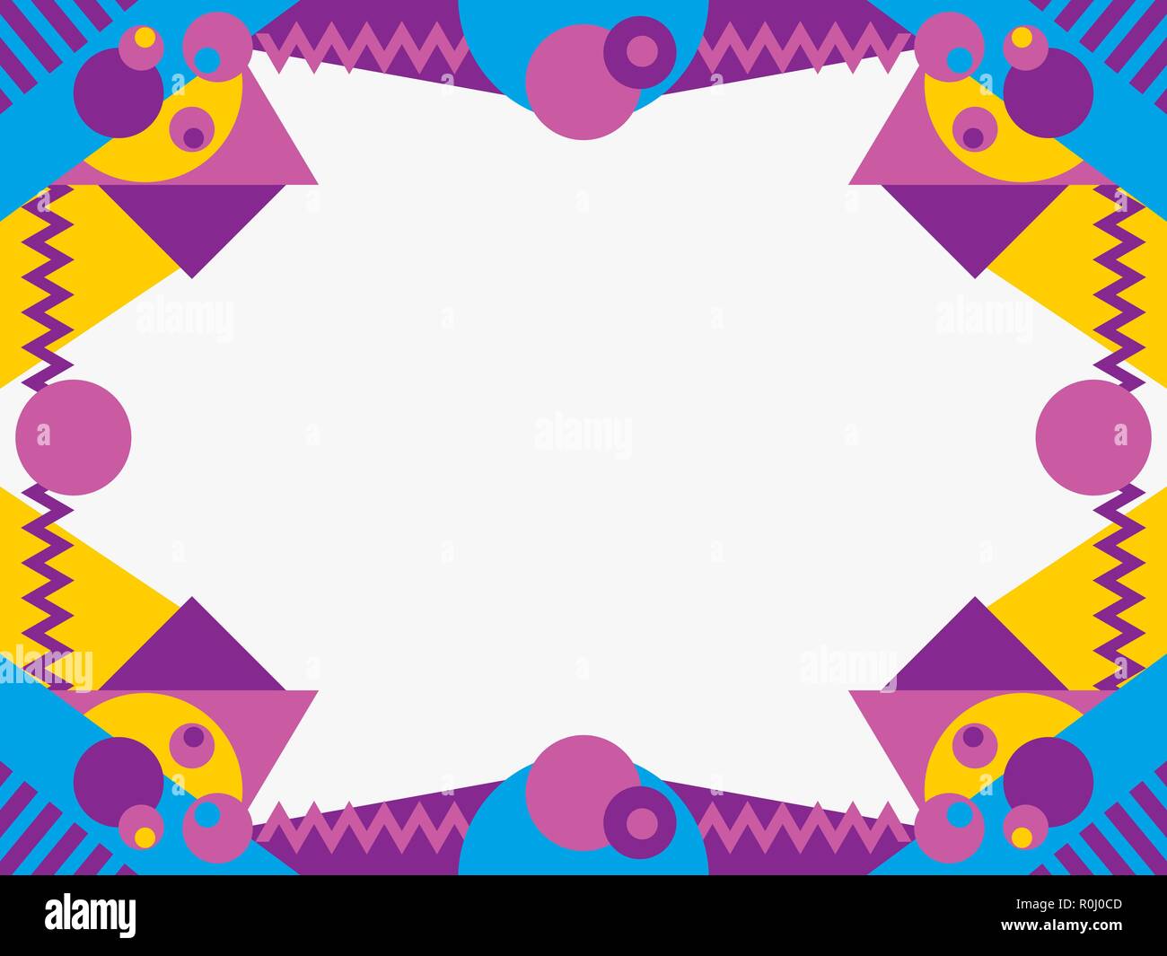 Memphis style frame. Geometric objects of the 80s. Design a template ...