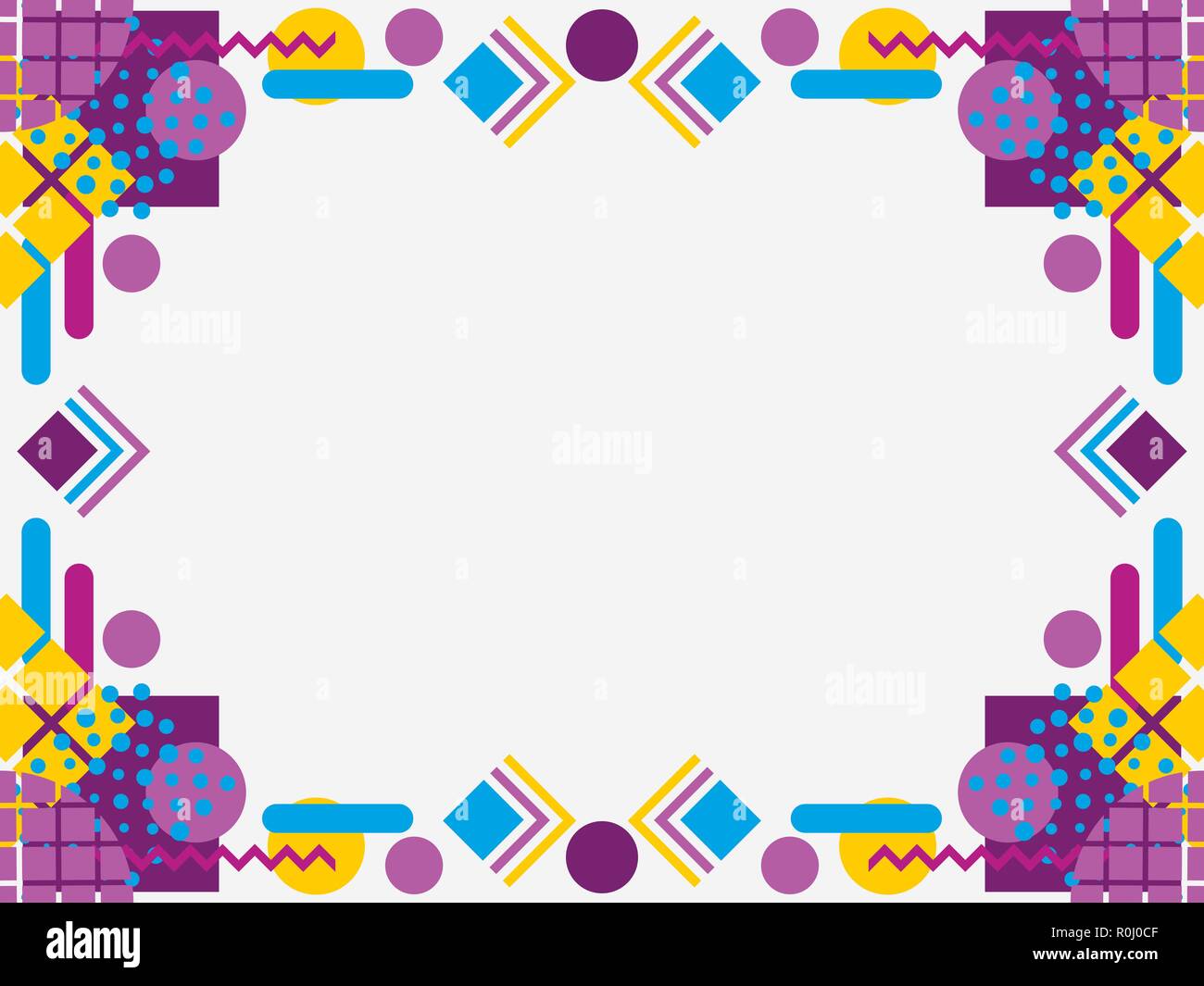 Memphis style frame. Geometric objects of the 80s. Design a template ...