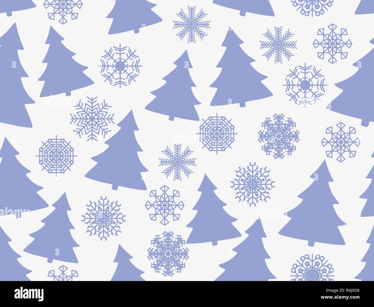 Seamless pattern with Christmas trees and snowflakes. Christmas pattern ...