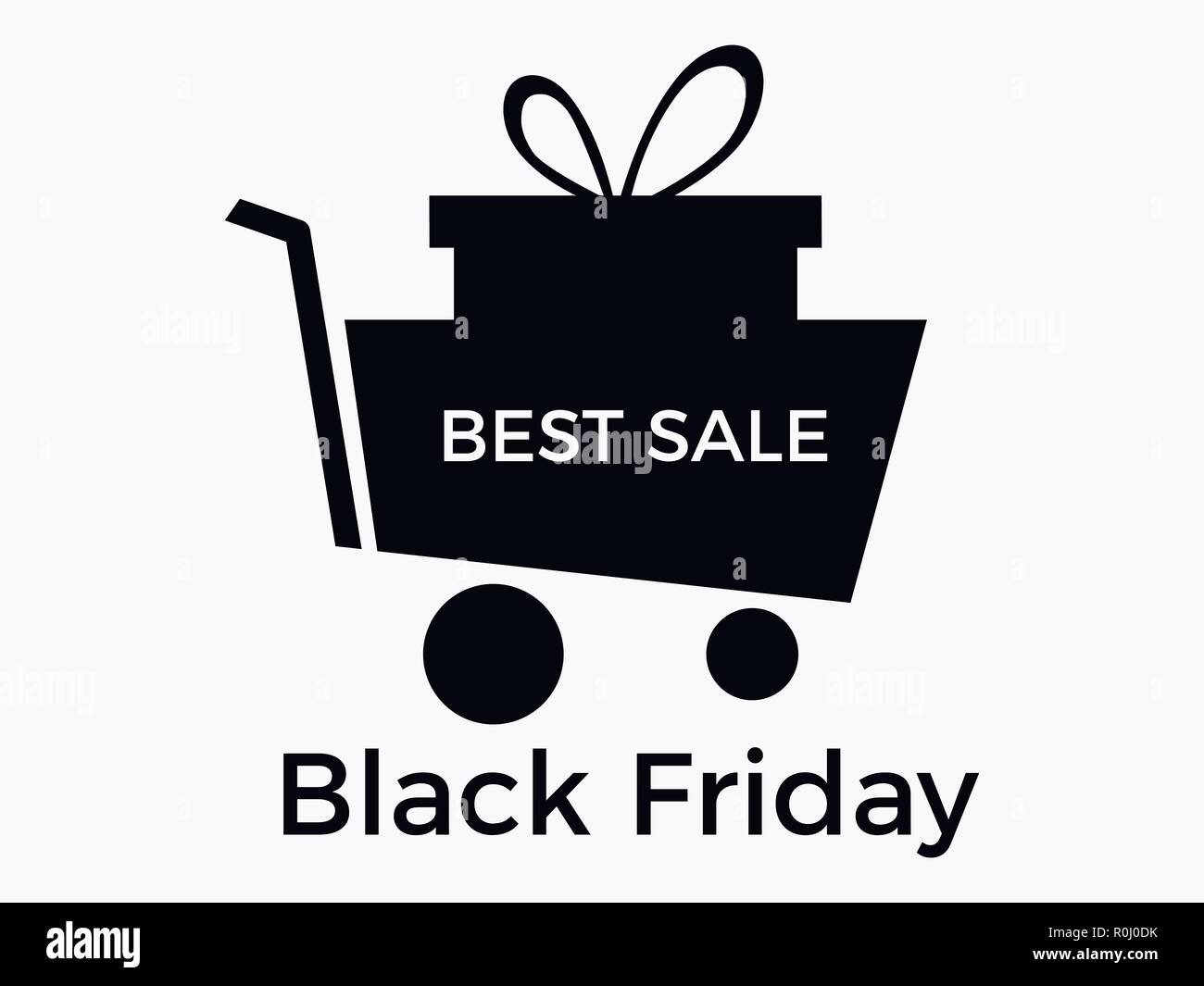 Black friday. Trolley and gift box. Shopping cart. Big discounts and ...