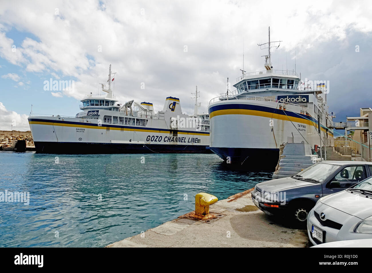 Two Malta Ferry ships at their terminus in Mgarr, Gozo Stock Photo - Alamy