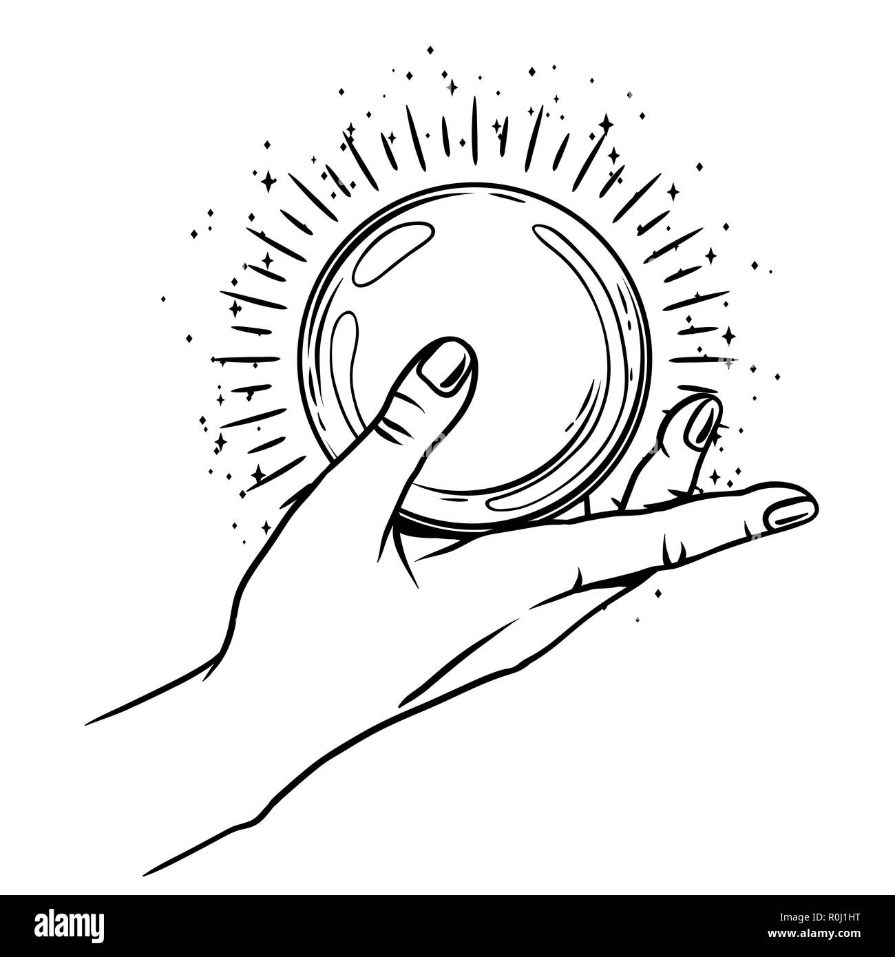 Open hand with magic ball Stock Vector Image & Art - Alamy
