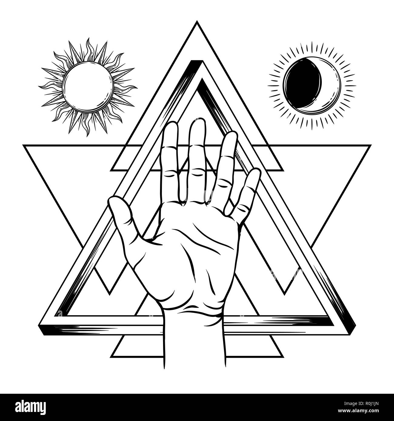 Open hand with infinite triangle symbol Stock Vector Image & Art - Alamy