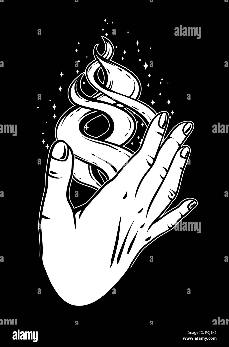 Open hand with magic fire Stock Vector Image & Art - Alamy