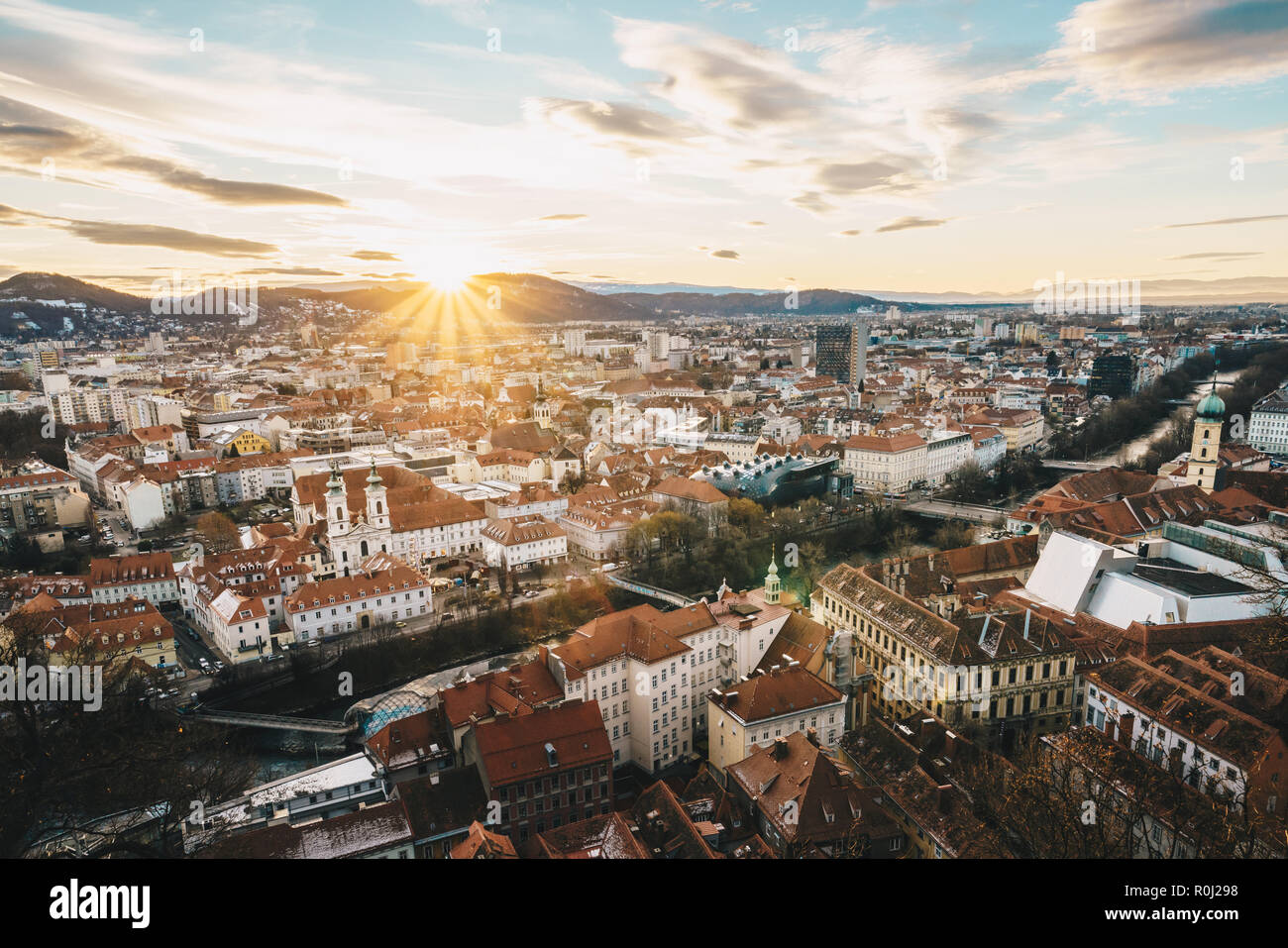 Sunset in Graz Austria, Styria region Stock Photo - Alamy