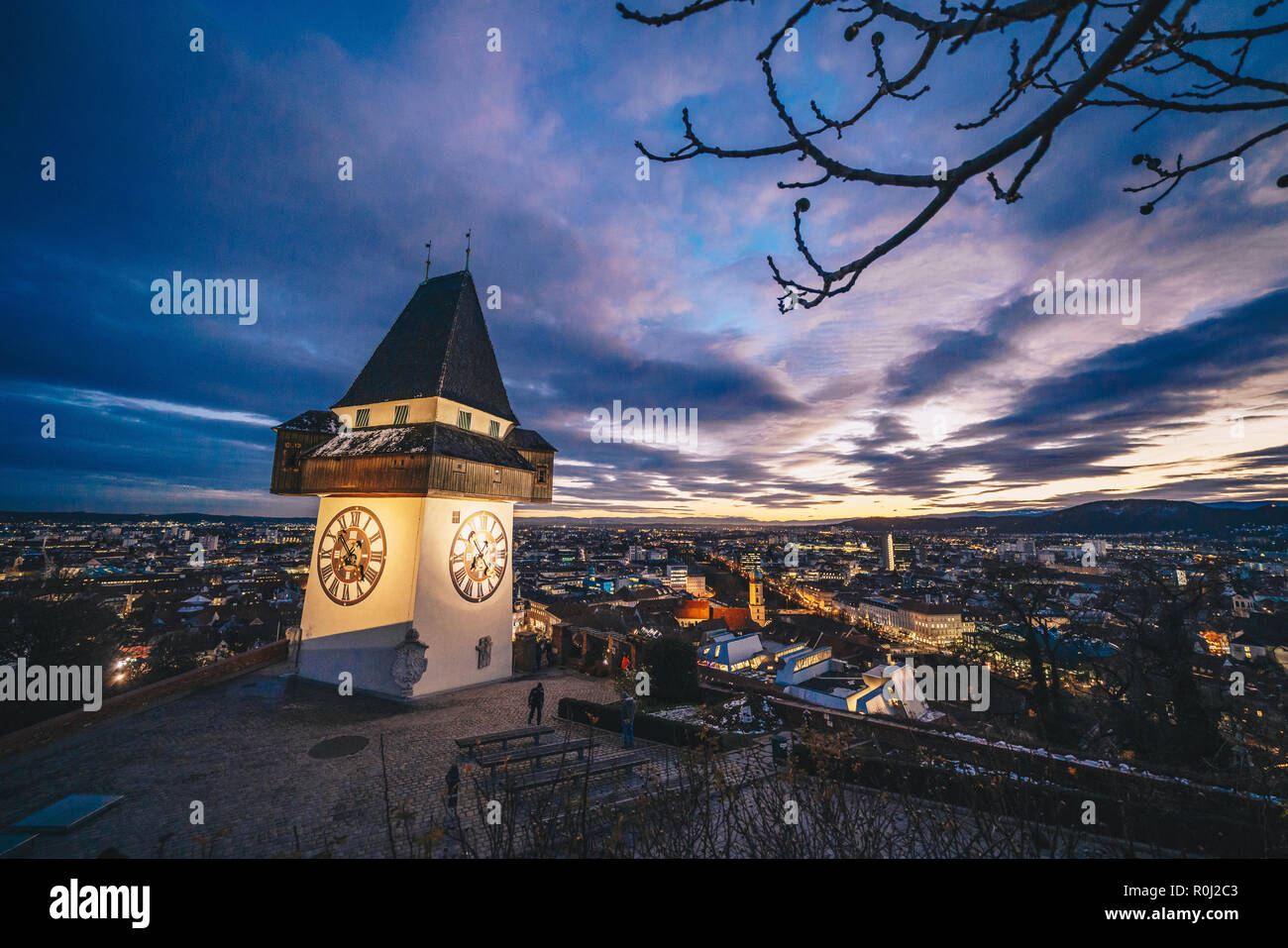 Clock night graz hi-res stock photography and images - Alamy