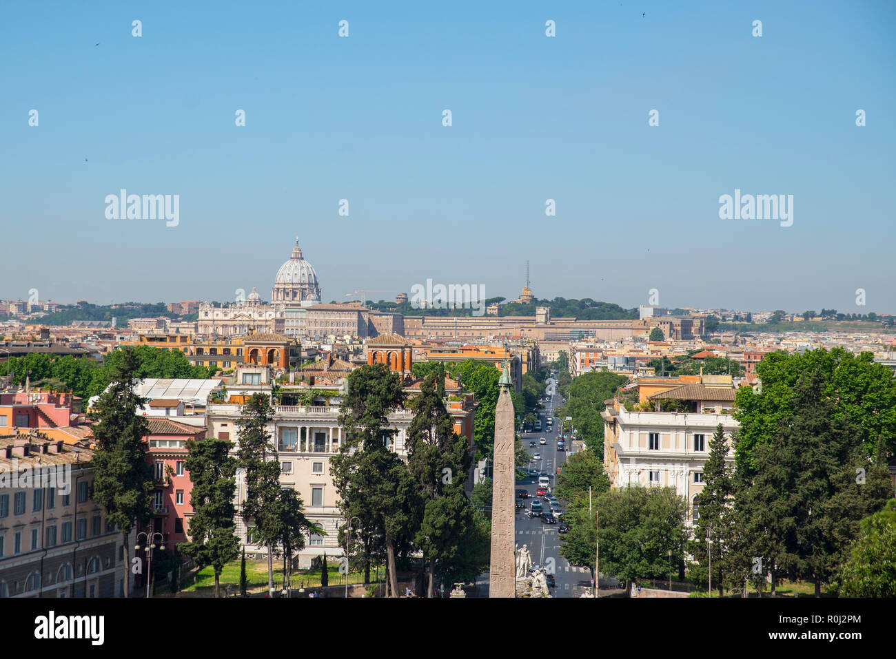 View of Rome from Pincio terrace, Villa Borghese, Rome, Italy Stock ...