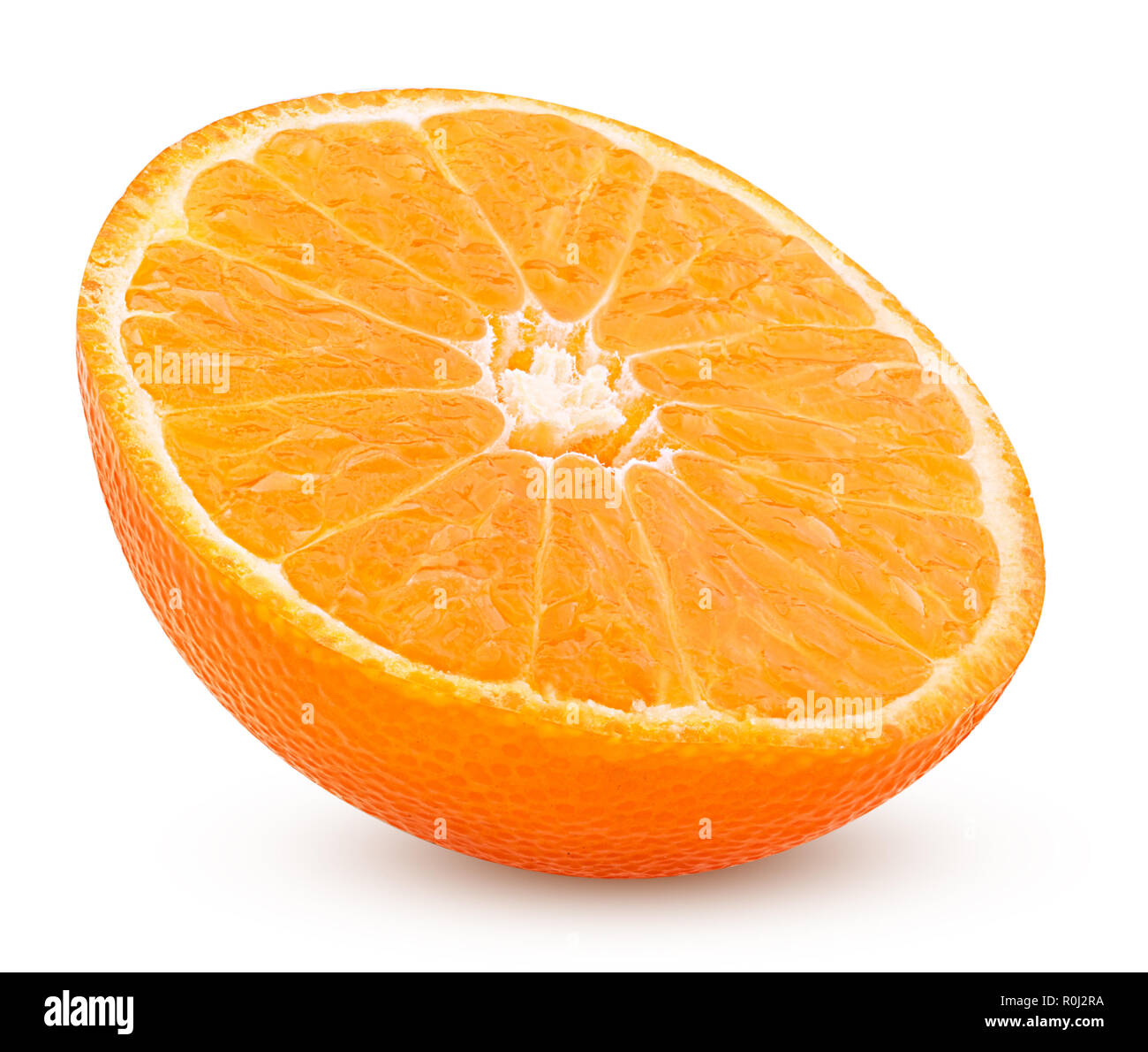 Orange fruit cut in half isolated on white background. Clipping Path ...