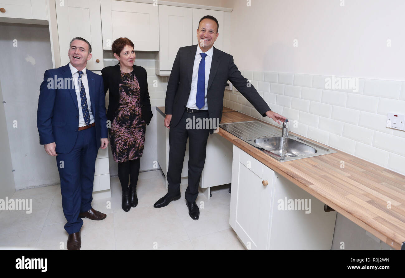 Taoisech Leo Varadkar (right), Junior Housing Minister Damien English ...