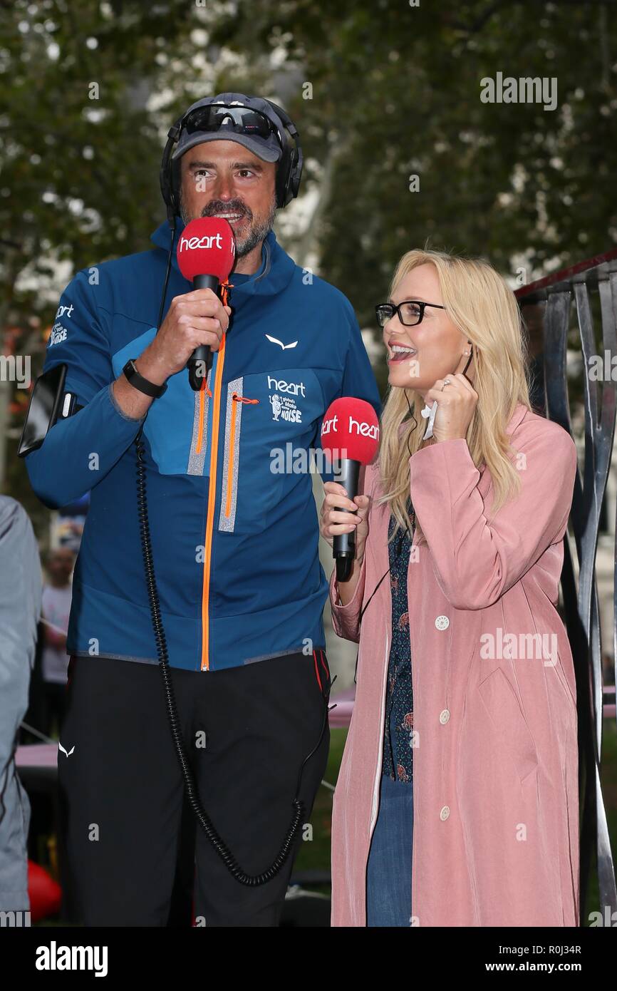 Jamie Theakston completing his charity marathon event at Global studios ...