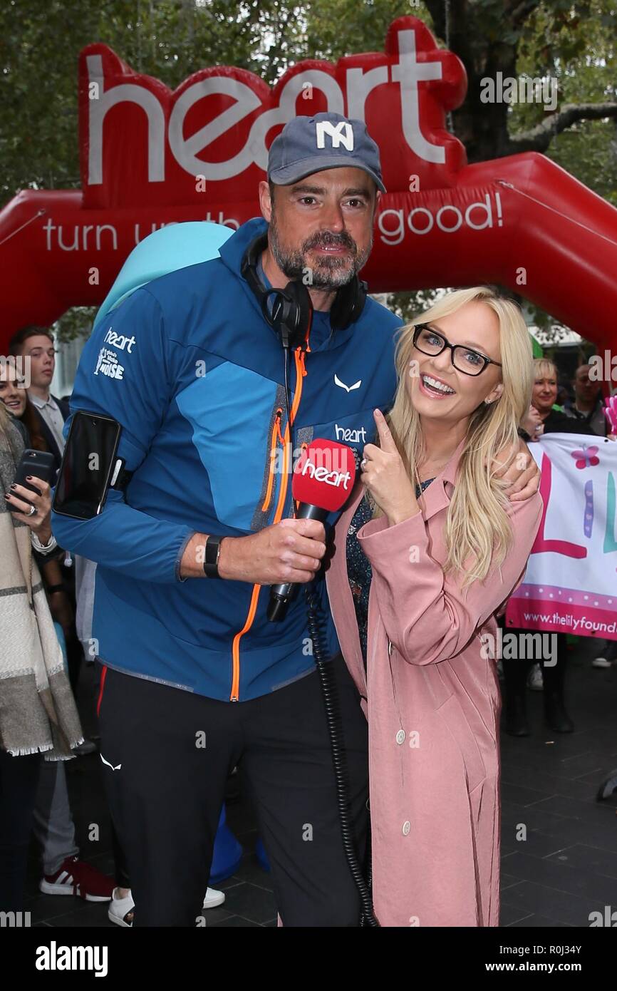 Jamie Theakston completing his charity marathon event at Global studios ...