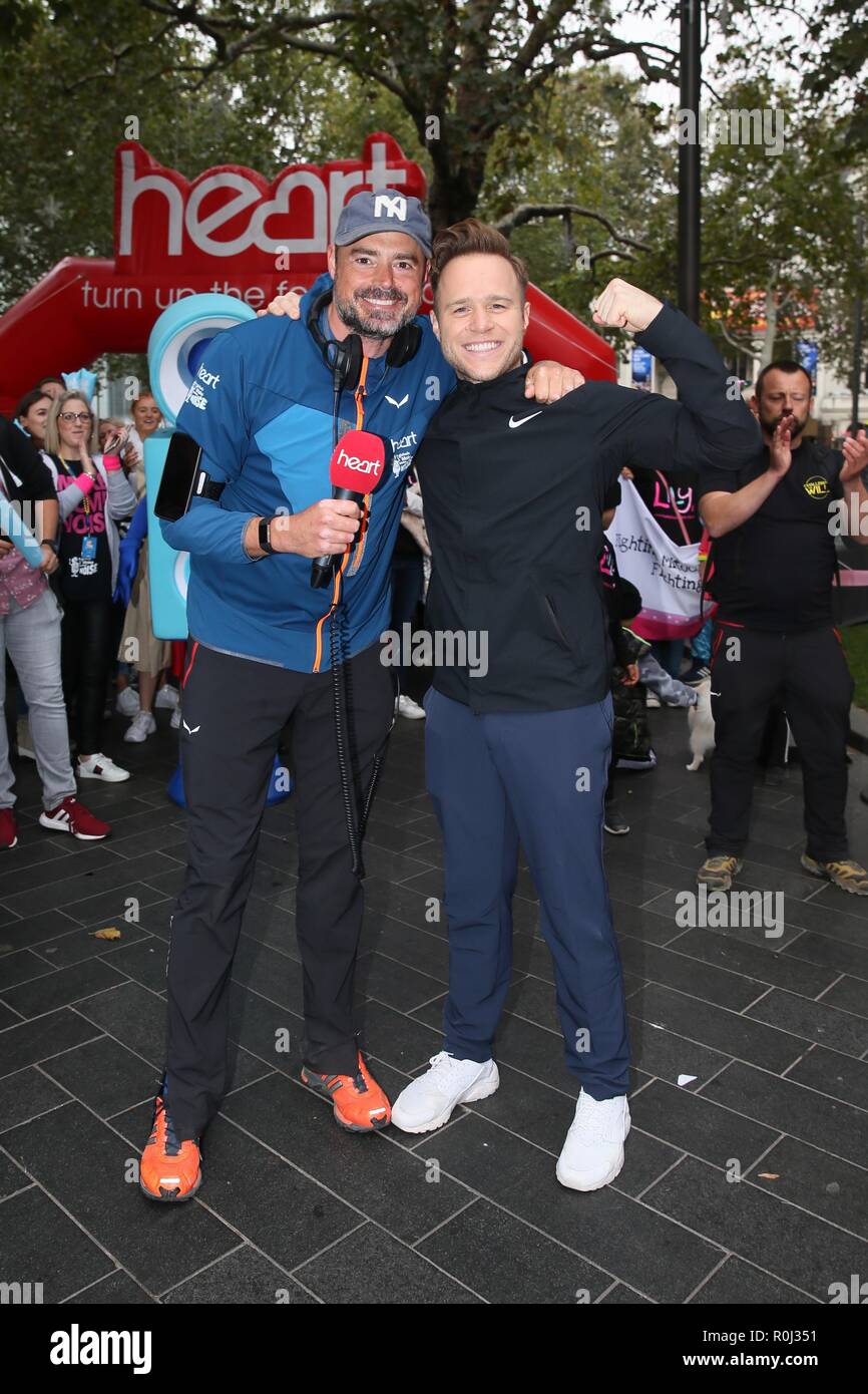Jamie Theakston completing his charity marathon event at Global studios ...
