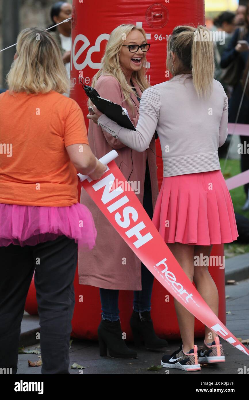 Jamie Theakston completing his charity marathon event at Global studios ...
