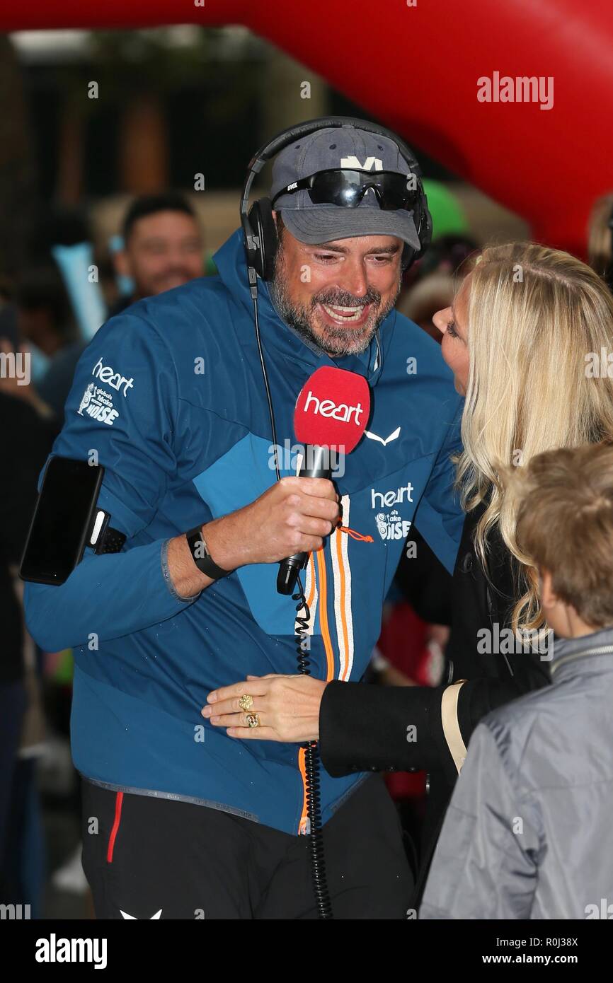 Jamie Theakston completing his charity marathon event at Global studios ...