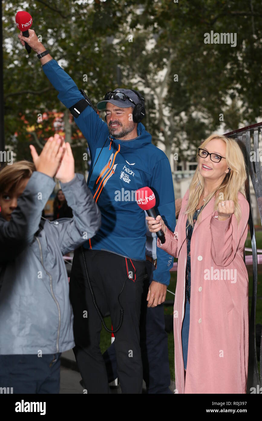 Jamie Theakston completing his charity marathon event at Global studios ...
