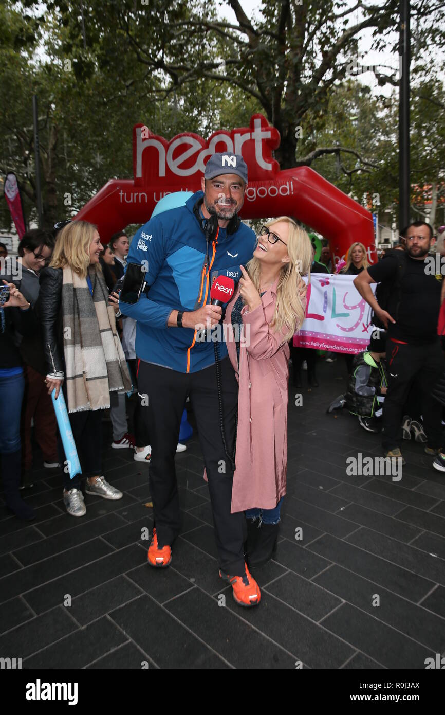 Jamie Theakston completing his charity marathon event at Global studios ...