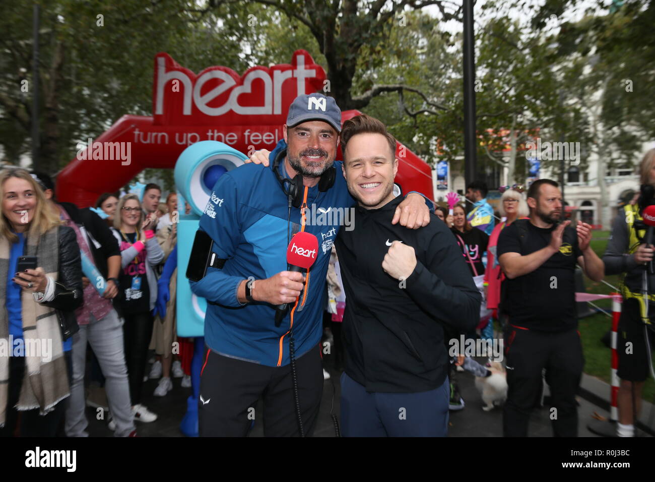 Jamie Theakston completing his charity marathon event at Global studios ...